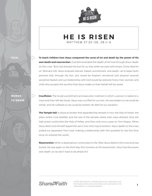 ShareFaith Media » Matthew 28 He Is Risen Curriculum – ShareFaith Media