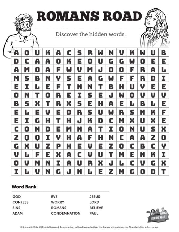 ShareFaith Media » Romans Road Bible Word Search Puzzles – ShareFaith Media