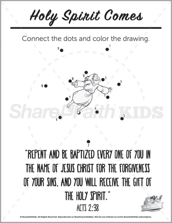 Acts 2 The Holy Spirit Comes Preschool Dot to Dot – ShareFaith Media