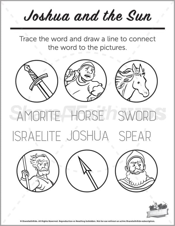 Joshua 10 Joshua and the Sun Preschool Word Picture Match – ShareFaith ...