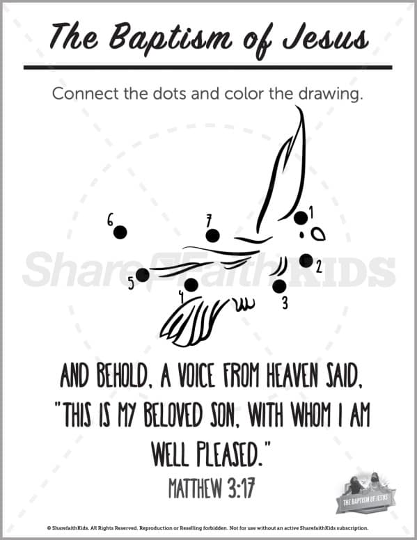 Matthew 3 The Baptism of Jesus Preschool Dot to Dot – ShareFaith Media