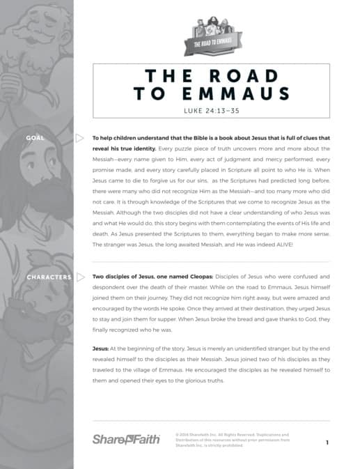 Luke 24 Road to Emmaus Sunday School Curriculum – ShareFaith Media
