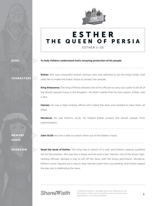 ShareFaith Media » Queen Esther Sunday School Curriculum – ShareFaith Media