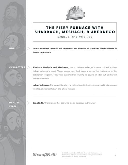 The Fiery Furnace Sunday School Curriculum – ShareFaith Media