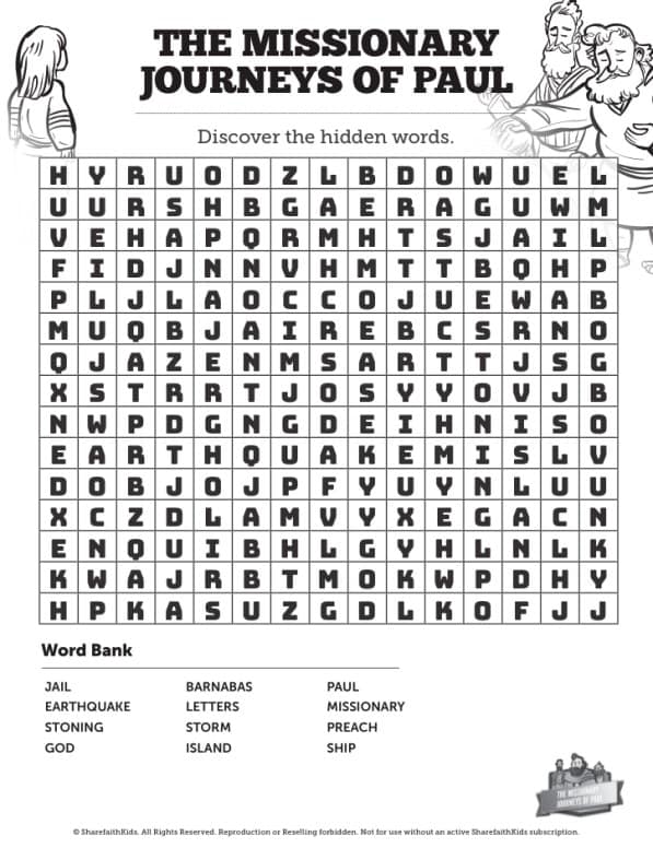 ShareFaith Media » Paul’s Missionary Journeys Bible Word Search Puzzles ...