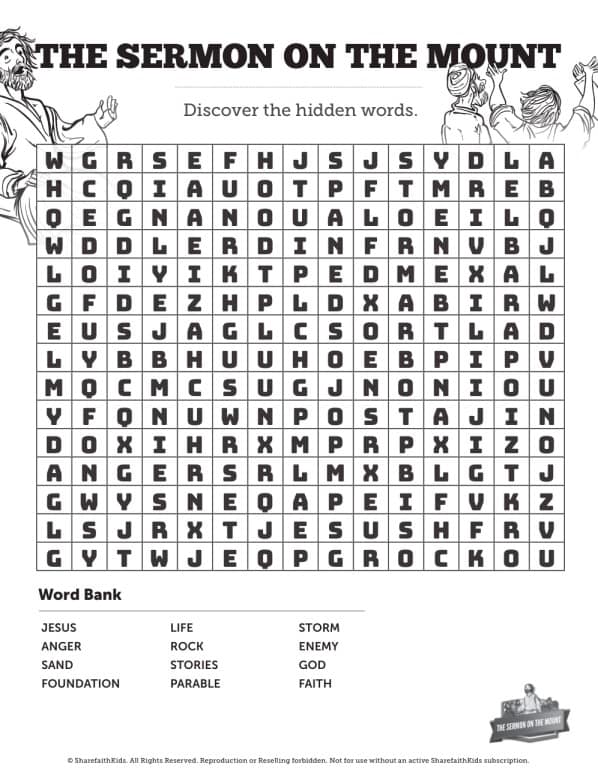 ShareFaith Media » Sermon On the Mount (Beatitudes) Bible Word Search ...