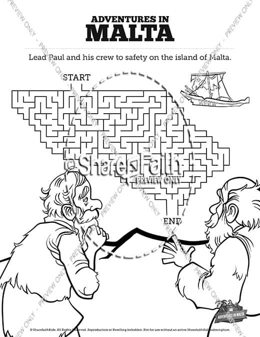 Acts 28 Adventures in Malta Bible Mazes – ShareFaith Media
