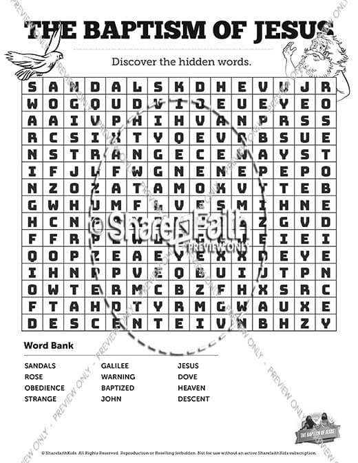 ShareFaith Media » Matthew 3 The Baptism of Jesus Bible Word Search ...