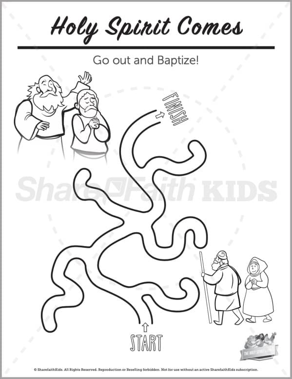 Acts 2 The Holy Spirit Comes Preschool Mazes – ShareFaith Media
