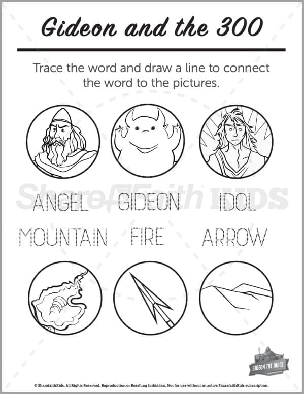 Judges 6 Gideon and the 300 Preschool Word Picture Match – ShareFaith Media