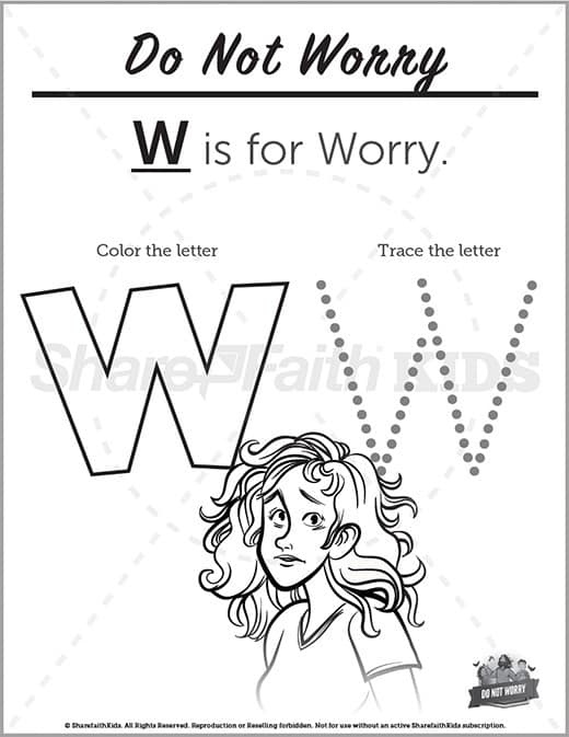 Matthew 6 Do Not Worry Preschool Letter Coloring – ShareFaith Media