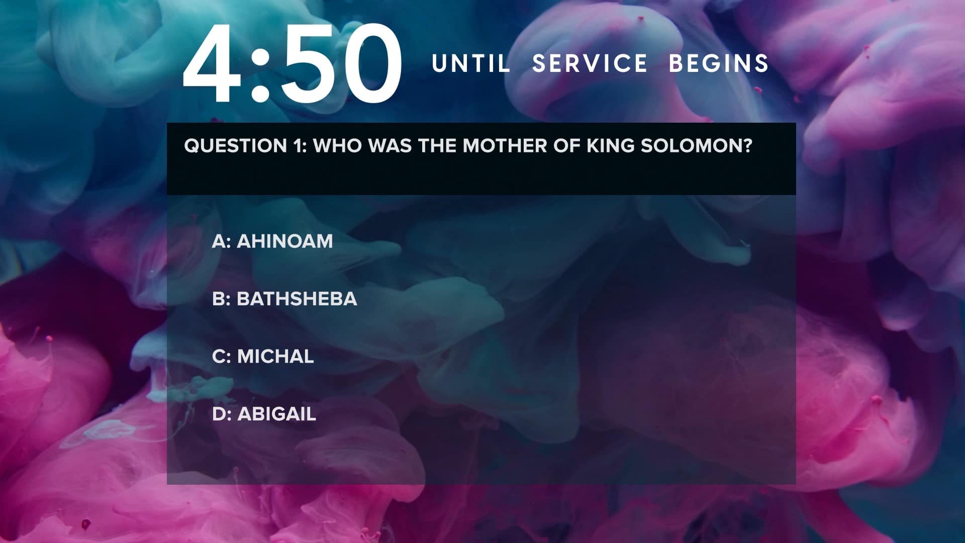 Trivia 5min Countdown Colormix Church Motion Graphics – ShareFaith Media