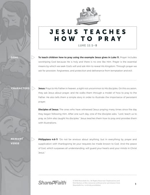 ShareFaith Media » Luke 11 The Lord’s Prayer Sunday School Curriculum ...