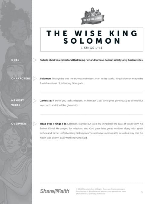 ShareFaith Media » 1 Kings Wisdom of Solomon Sunday School Curriculum ...