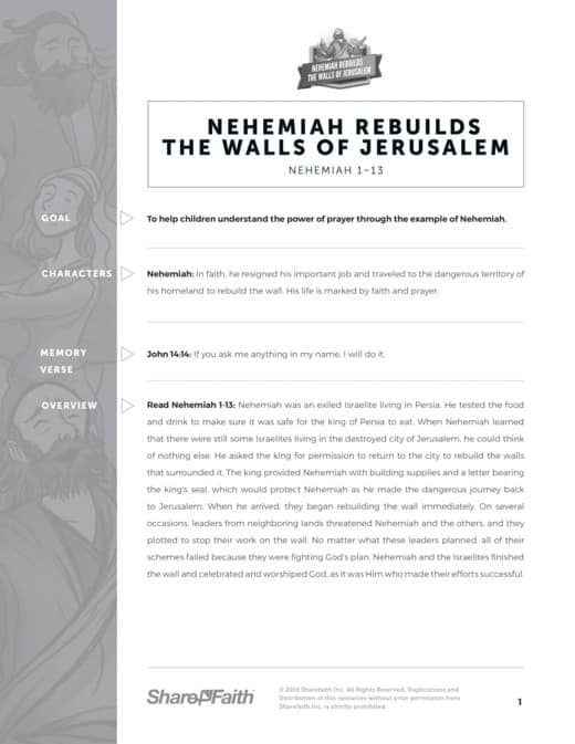 ShareFaith Media » Book of Nehemiah Sunday School Curriculum ...
