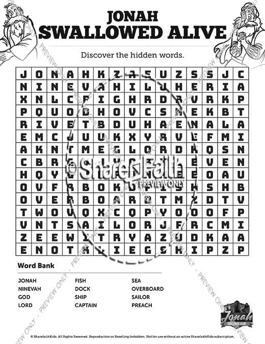 ShareFaith Media » Jonah 1 Swallowed Alive Bible Word Search Puzzles ...