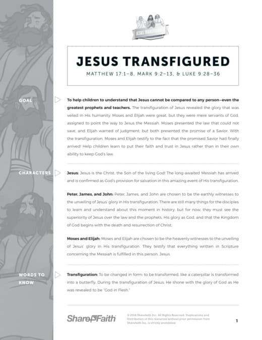 ShareFaith Media » Matthew 17 The Transfiguration Sunday School ...