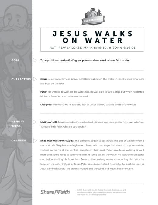 ShareFaith Media » Matthew 14 Jesus Walks on Water Sunday School ...